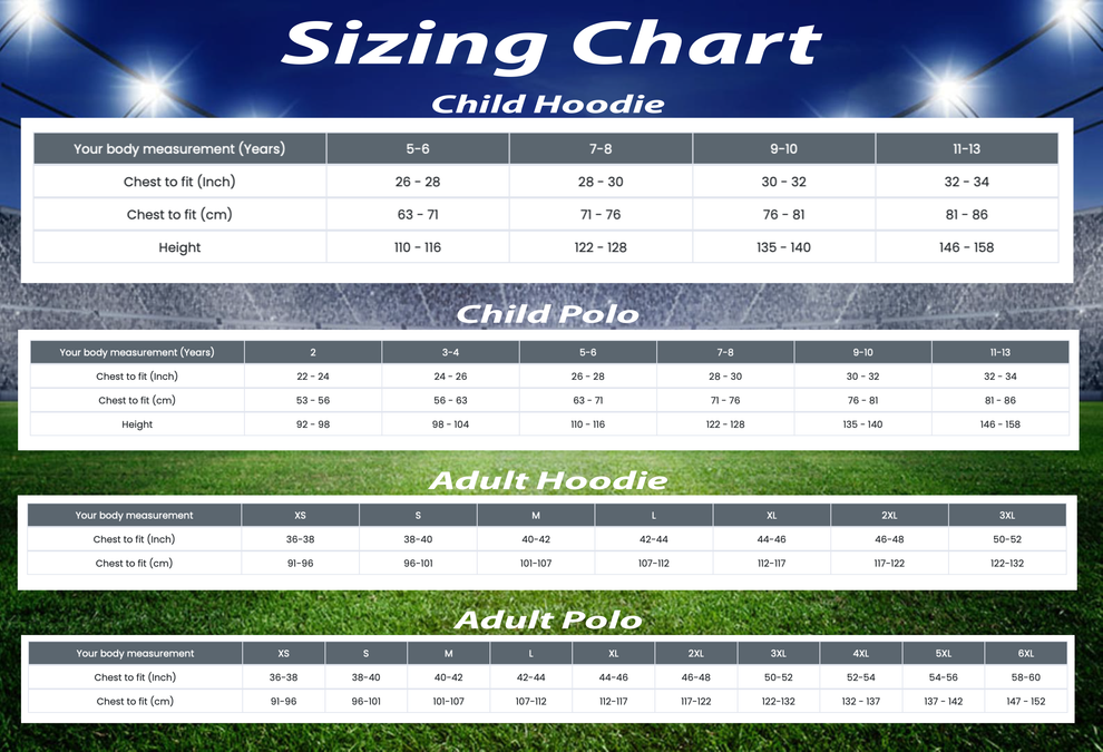 Size Chart – Print & Embroidery Ltd